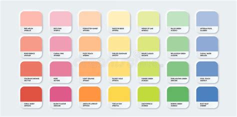 Multi Color Guide Palette Color Catalog Samples With Rgb Hex Codes And Names Stock Vector