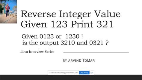 Java Interview Question 11 Part 2 Reverse Integer Value Given 123 Prints 321 Youtube