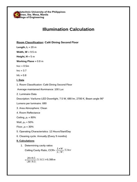 Illumination Calculation Pdf Lighting Light