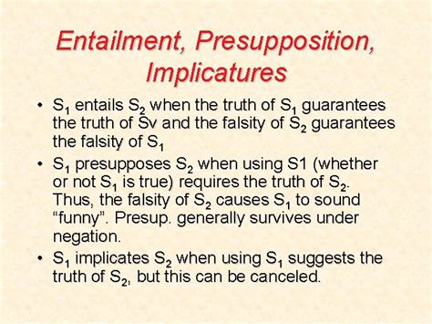 Pragmatics 2 Ling 400 Entailment Vs Implicature John