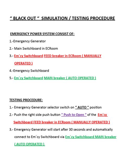 Blackout Simulation Instructions Pdf