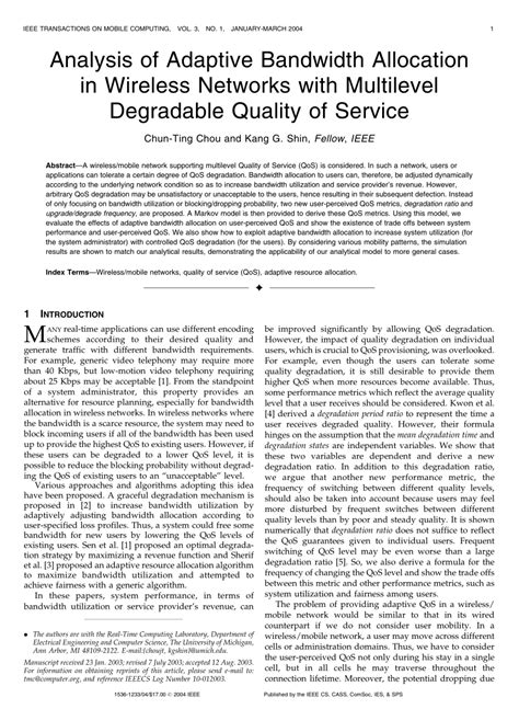 Pdf Analysis Of Adaptive Bandwidth Allocation In Wireless Networks With Multilevel Degradable
