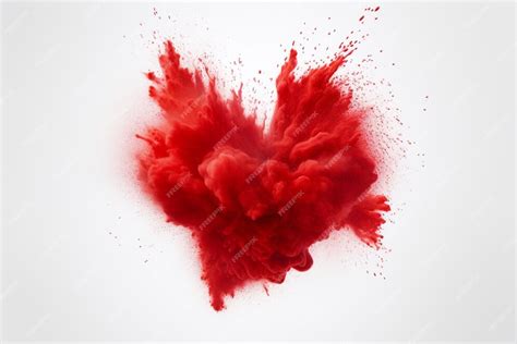 Premium Photo A Heart Explodes In Red Powder Against A Pristine White