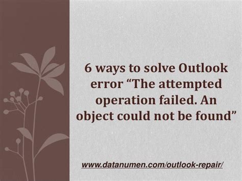 6 Means To Fix Outlook Error The Attempted Operation Failed An Obje