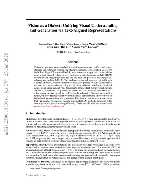 Pdf Vision As A Dialect Unifying Visual Understanding And Generation Via Text Aligned