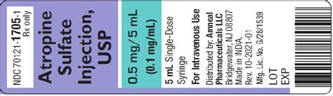 Fda Label For Atropine Sulfate Injection Solution Intravenous Indications Usage And Precautions