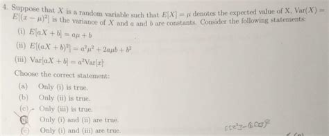 Solved Suppose That X Is A Random Variable Such That Chegg