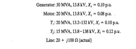Solved Generator 30 MVA 13 8 KV X 0 10 P U Motor 20 MVA 13