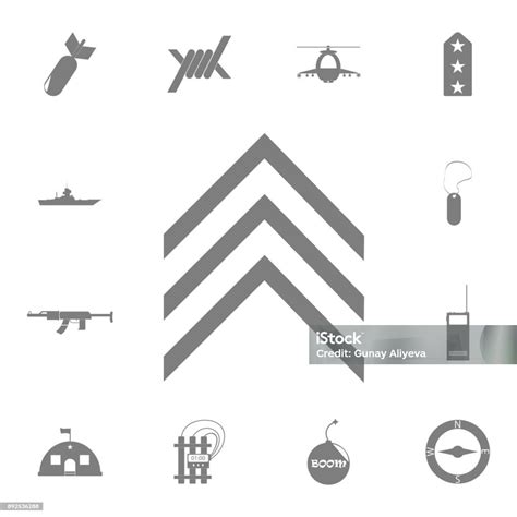 군 상징 순위 아이콘입니다 군사 요소 아이콘의 집합입니다 웹사이트 웹 디자인 모바일 응용 프로그램에 대 한 품질의 그래픽 디자인 컬렉션 육군 아이콘 계급에 대한 스톡 벡터