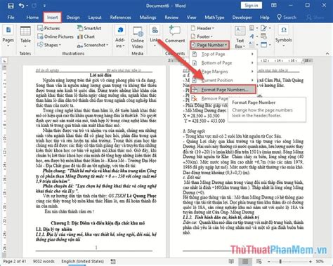 inserting page numbers and numbering pages in word