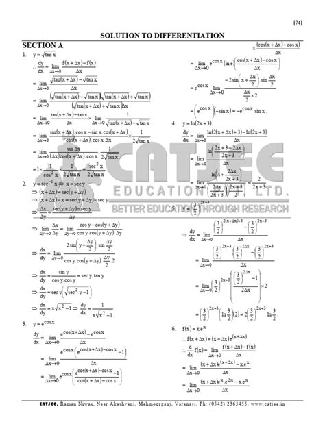 Differentiation Solution Pdf