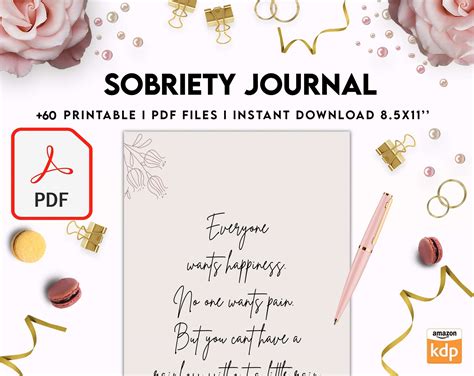 Sobriety Addiction Recovery Journal Calmness Pdf File 85x11 Inch