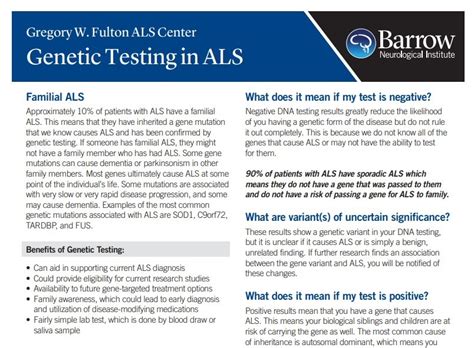 Genetic Testing In Als Barrow Neurological Institute