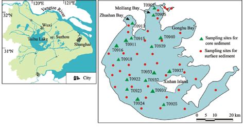 Location Of The Taihu Lake Basin And The Sampling Sites For The Surface