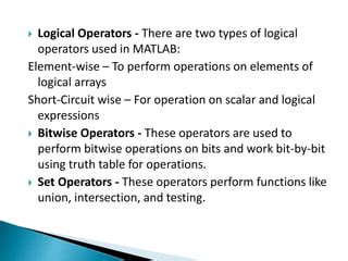 Matlab Introduction And Basics PPTX Programming Languages Computing