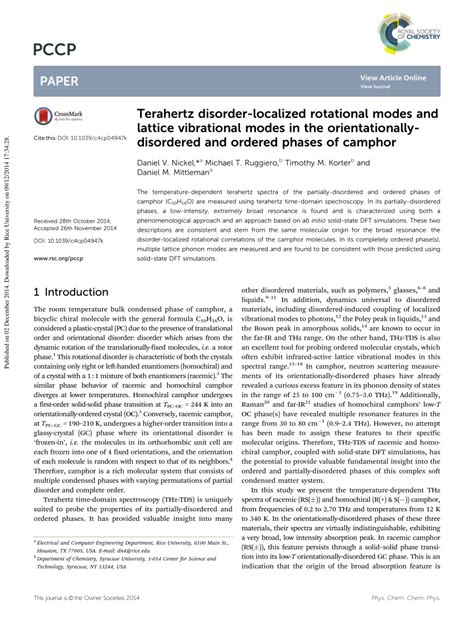 Pdf Terahertz Disorder Localized Rotational Modes And Lattice Vibrational Modes In The