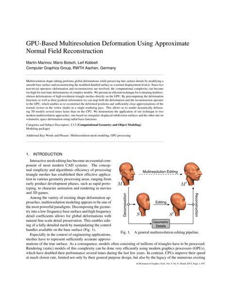 Pdf Gpu Based Multiresolution Deformation Using Approximate Normal