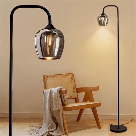 Onewish Floor Lamp Modern Standing Lamp For Living Room Bedroom Tall Lamp With Globe Glass