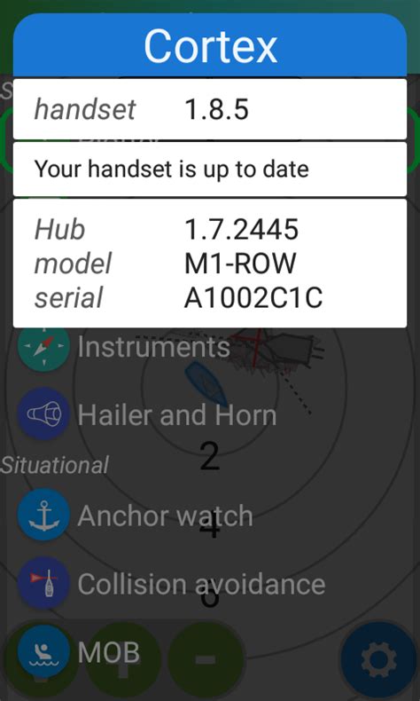 checking the version of handset and pod vesper marine support portal