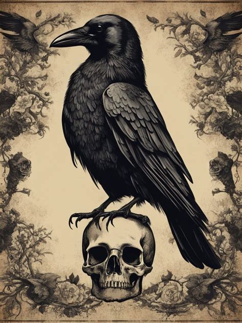 Vintage Raven Decoupage Paper Design Or A4 Tissue Paper Etsy Crow