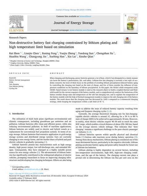 Pdf Non Destructive Battery Fast Charging Constrained By Lithium