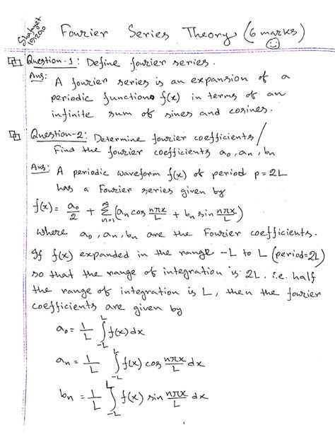 Fourier Series Theory By Shafayet Pdf