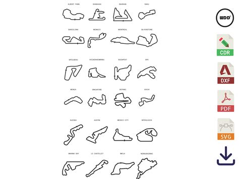 Formula 1 Race Tracks Vector Racetracks Svg Bundle Grandprix Etsy Uk