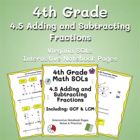 Adding And Subtracting Fractions Gcf And Lcm Math Sol 4 5 Interactive