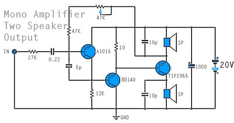 Mono Power Amplifier A1015 BD140 TIP2955 DIY Circuit