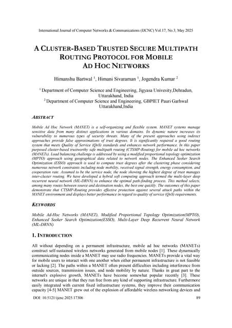 A Cluster Based Trusted Secure Multipath Routing Protocol For Mobile Ad
