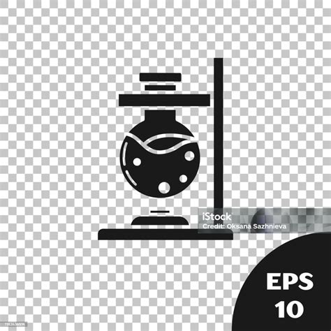 투명 한 배경에 격리 된 화재 히터 실험 아이콘에 검은 유리 테스트 튜브 플라스크 실험실 장비 벡터 일러스트레이션 과학에 대한 스톡 벡터 아트 및 기타 이미지 Istock