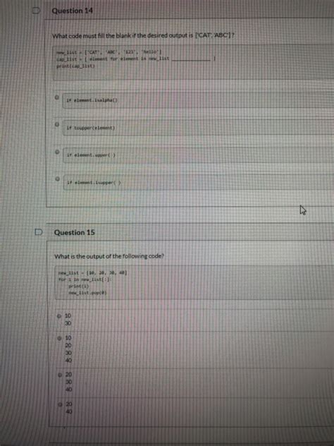 Solved Question 12 A Portion Of A Python Program Is Shown