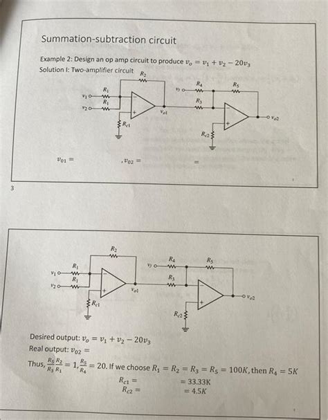 Solved Summation Subtraction Circuit Example 2 Design An Op