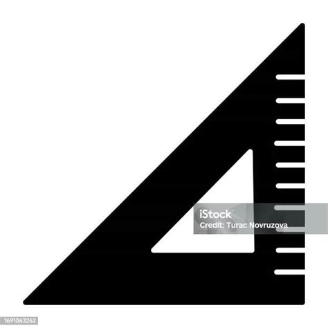 기하학적 삼각형 눈금자 단색 아이콘 편지지 개념 흰색 배경에 모서리 직선 벡터 기호 삼각형 눈금자 기호 스타일과 웹 벡터 그래픽 개념에 대한 스톡 벡터 아트 및 기타 이미지