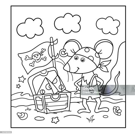 색칠 페이지 보물 상자가있는 만화 작은 해적 마우스의 개요 치즈 트렁크 아이들을위한 색칠 공부 책 0명에 대한 스톡 벡터 아트 및 기타 이미지 Istock