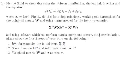Fit The Glm To These Dta Using The Poisson
