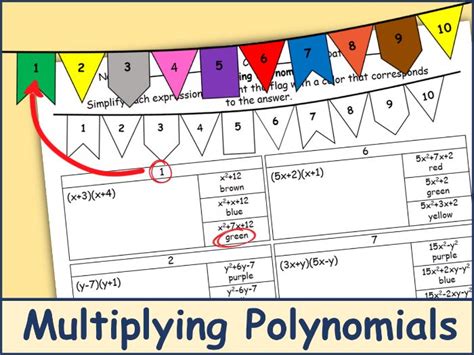 Multiplying Polynomials Coloring Activity Teaching Resources Multiplying Polynomials Coloring Activity Teaching Resources
