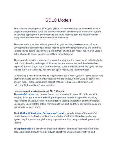 Sdlc Models Pdf