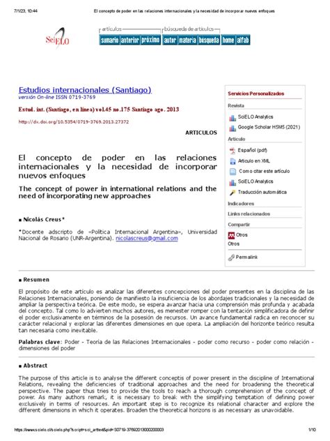 El Concepto De Poder En Las Relaciones Internacionales Y La Necesidad