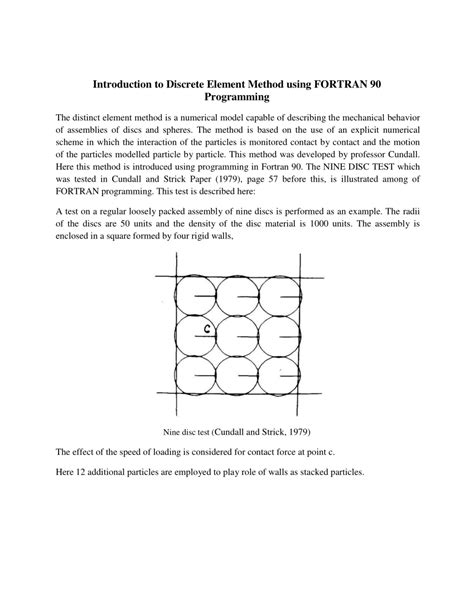 Pdf Introduction To Discrete Element Method Using Fortran 90 Programming