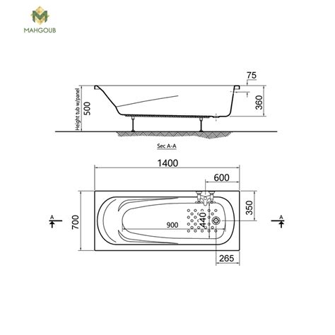 بانيو ايديال ستاندرد نيو فلوريدا ١٤٠٧٠ سم جانب طولي عرضي أبيض