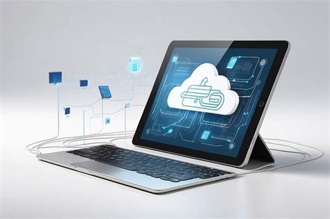 Digital Tablet Connected With Database Big Data Storage And Cloud Computing Computer Service On