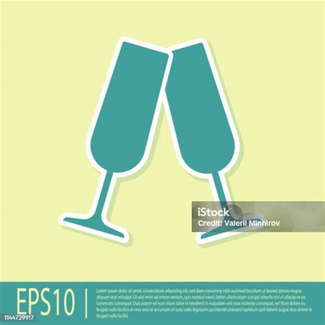 노란색 배경에 고립 된 샴페인 아이콘의 녹색 안경 벡터 일러스트 기념일에 대한 스톡 벡터 아트 및 기타 이미지 기념일 기포 노랑 Istock