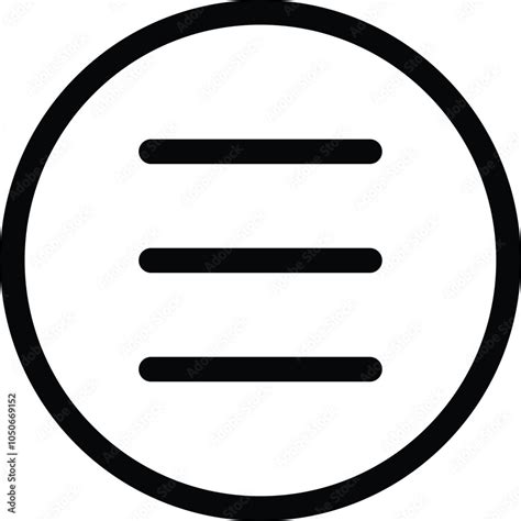 Hamburger Menu Mobile Navigation Round Web Button Three Bold Lines