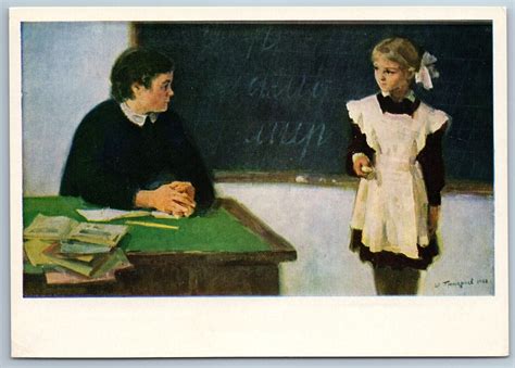 1962 Soviet Schoolgirl In Uniform School Teacher Lesson Peace Ussr