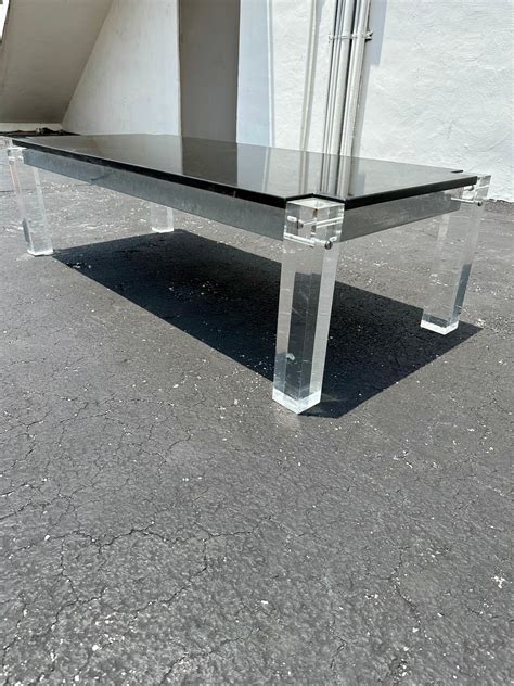 1970s Black Granite Stone Lucite Floating Table For Sale At 1stdibs