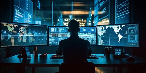 Premium Ai Image A Cybersecurity Professional Working On Multiple