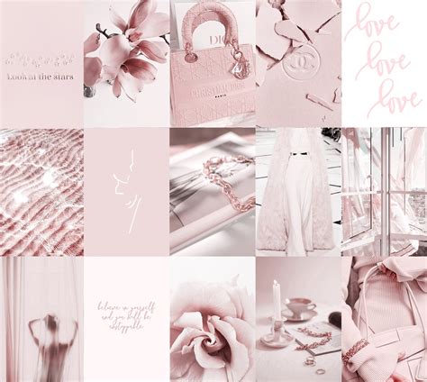 Blush Pink Wall Collage Kit Aesthetic 2 Dusty Pink Trendy Etsy Uk