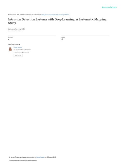 Intrusion Detection Systems With Deep Learning A Systematic Mapping