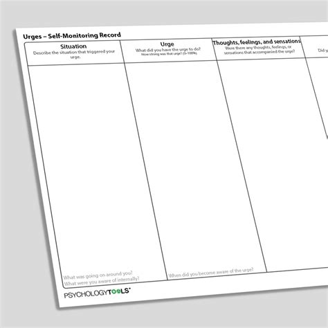 Urges Self Monitoring Record Psychology Tools
